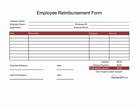 Free Excel Reimbursement Templates