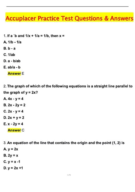 Accuplacer Practice Actual Test 2025 With Questions And Answers Latest 2025 2026 Update 100