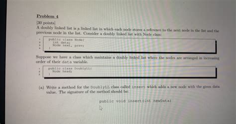 Solved Problem 4 30 Points A Doubly Linked List Is A