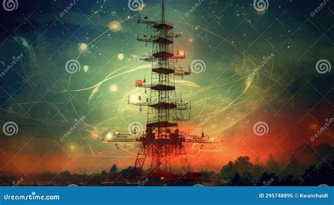 A Radio Tower Transmitting Signals Across The Airwaves Visualizing The Transmission Of