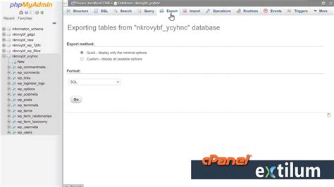 Export A Database Cpanel • Extilum Knowledgebase