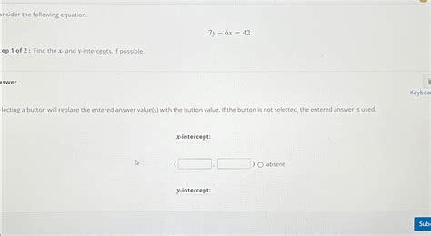 solved nsider the following equation 7y 6x 42ep 1 ﻿of 2 ﻿