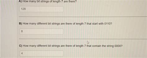 Solved A ﻿how Many Bit Strings Of Length 7 ﻿are Thereb
