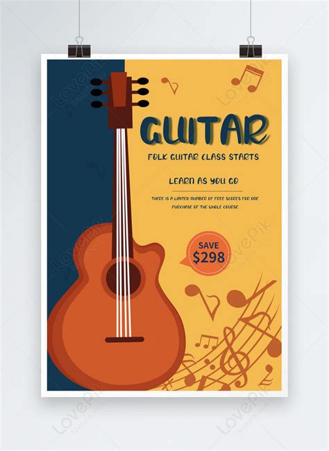 Yellow Guitar Training Class Admissions Poster Template Imagepicture