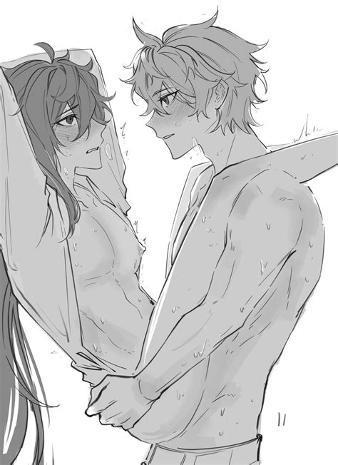 Tartaglia Genshin Impact Zhongli Genshin Impact Genshin Impact Holding Person Highres