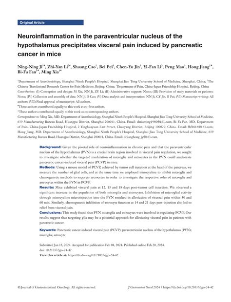 Pdf Neuroinflammation In The Paraventricular Nucleus Of The Hypothalamus Precipitates Visceral