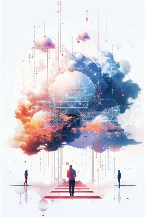 Abstract Digital Art Concept With Cloud Computing And Human Interaction Data Visualization With
