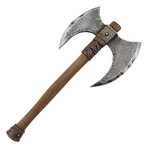 A Detailed Image Of A Medieval Doubleheaded Battle Axe With A Wooden
