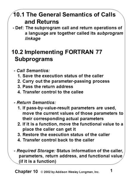 Implementing Subprograms Ppt Download