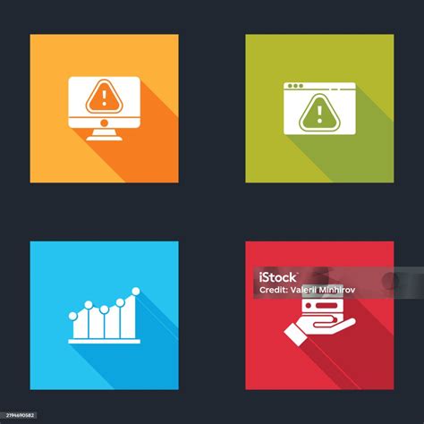 Set Monitor With Exclamation Mark Browser Pie Chart Infographic And Server Data Web Hosting Icon