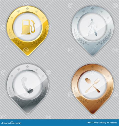 Metallic Gps Pointer Set Stock Vector Illustration Of Place