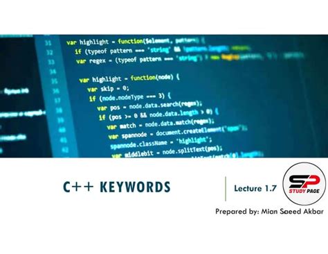 C Keywords Lecture 17 Reserved Words And Identifiers Ppt