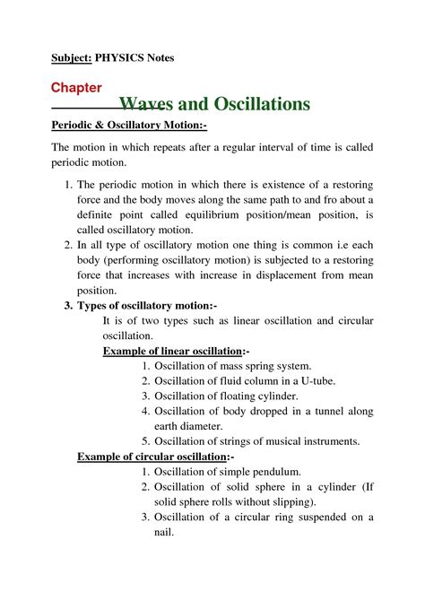 SOLUTION Physics Notes Waves And Oscillations Studypool