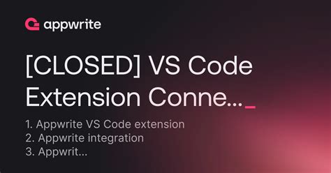 Closed Vs Code Extension Connecting Appwrite Threads Appwrite