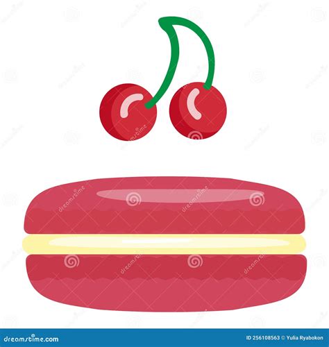 Cherry Macaroon Icon Cartoon Vector Cookie French Stock Vector Illustration Of Cherry Carbs