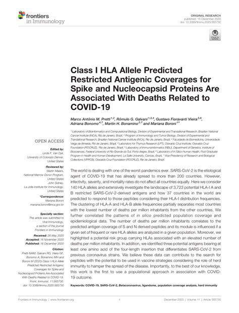 Pdf Class I Hla Allele Predicted Restricted Antigenic Coverages For