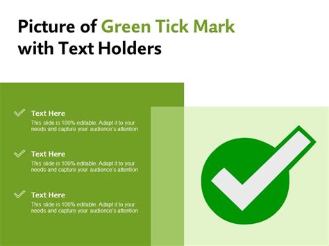 Picture Of Green Tick Mark With Text Holders Ppt Powerpoint Presentation Ex
