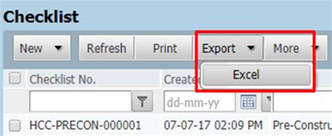 Checklist Export