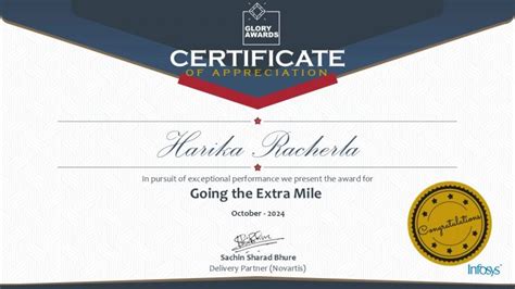 Harika Lakshmi On Linkedin Received Glory Award Going The Extra Mile As Appreciation From