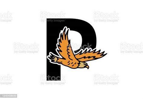 P 초기 문자 디자인으로 비행 독수리의 라인 아트 일러스트 갈고리 발톱에 대한 스톡 벡터 아트 및 기타 이미지 갈고리 발톱 검은색 권위 Istock