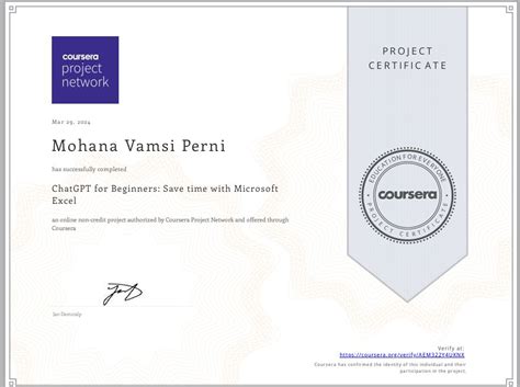 Ai Chatgpt Excel Coursera Projectbasedlearning Learningjourney