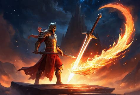 Flaming Sword At Night Stable Diffusion Online