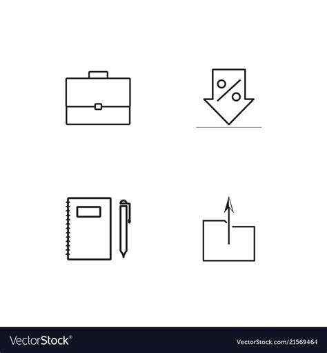 Office Linear Icons Set Simple Outline Royalty Free Vector