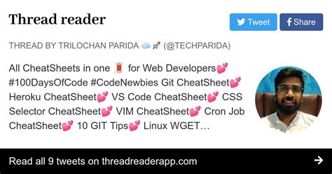 Thread By Techparida All Cheatsheets In One 🧵 For Web Developers 100daysofcode Codenewbies