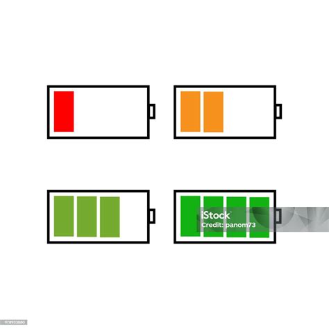 배터리 레벨 표시기 아이콘 벡터 일러스트 레이 션 배너 포스터 템플릿 스마트폰 디자인에 대 한 설정 배터리 전원에 대한 스톡 벡터 아트 및 기타 이미지 Istock