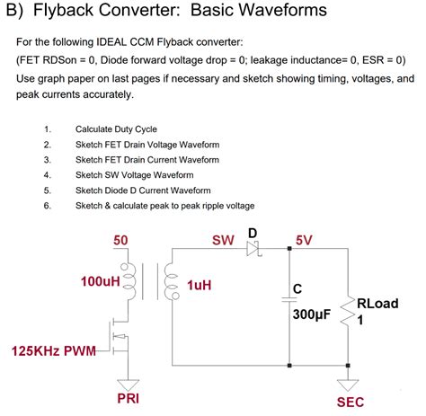 Solved B Flyback Converter Basic Waveforms For The