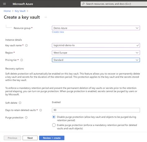 Créer Une Ressource Azure Key Vault Logicmind