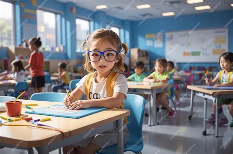 Premium Ai Image Teaching Coding From Kindergarten Futuristic Classroom Initiatives