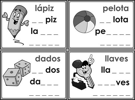 Tarjetas De Lectoescritura Para Completar Silabas Faltantes