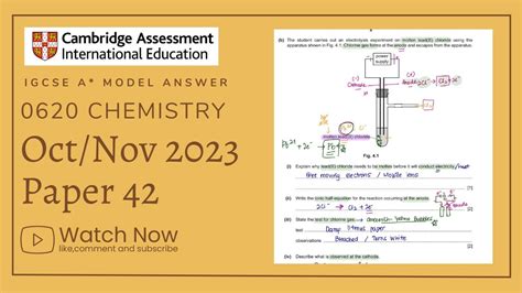 Igcse Chemistry Paper 42 Oct Nov 2023 0620 42 O N 23 Q1 3 Solved Youtube