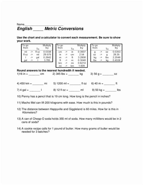 English To Metric Conversion Worksheet Awesome Biology Metric System