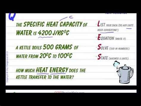 GCSE Physics Revision - Specific Heat Capacity Calculation - YouTube