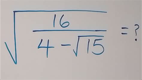 Nice Square Root Simplification Math Olympiad Youtube