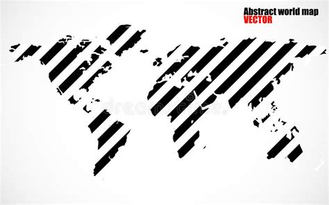 Abstract World Map With Black And White Lines World Stripes Map Stock