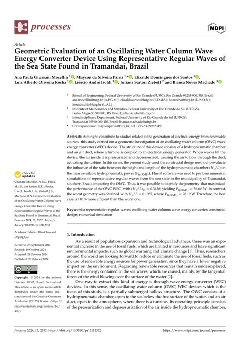 Pdf Geometric Evaluation Of An Oscillating Water Column Wave Energy