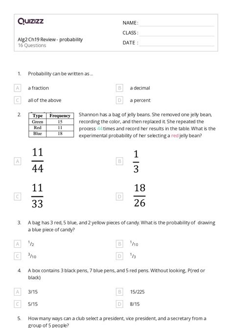 50 permutation and combination worksheets on quizizz free and printable