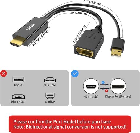 Loryi HDMI To DisplayPort Adapter K Hz With USB Power HDMI Input To DP Output Converter Cable