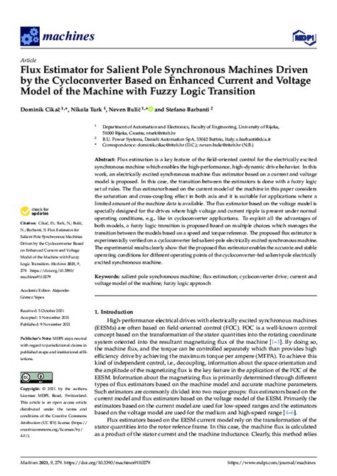 Pdf Flux Estimator For Salient Pole Synchronous Machines Driven By The Cycloconverter Based On