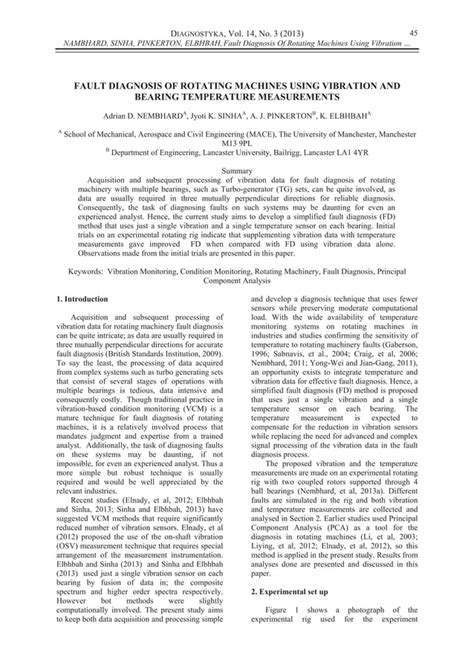fault diagnosis of rotating machines using vibration pdf
