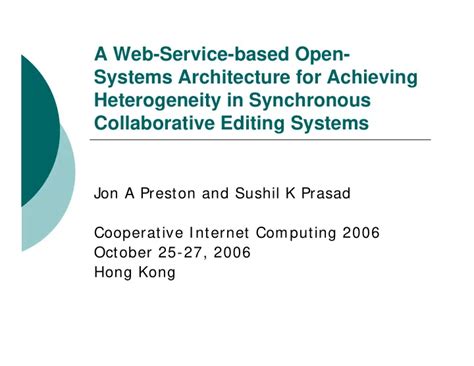 [ppt] a web service based open systems architecture for achieving