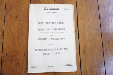 1969 Picketts Lock Signal Box Railway Signalling Diagram Notice Map