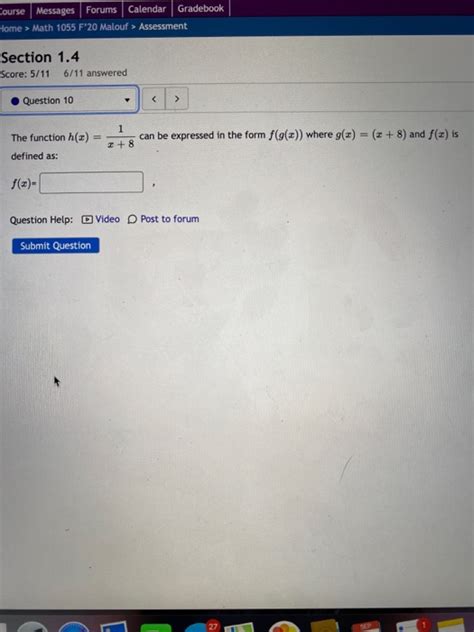 Solved Course Messages Forums Calendar Gradebook Home Math