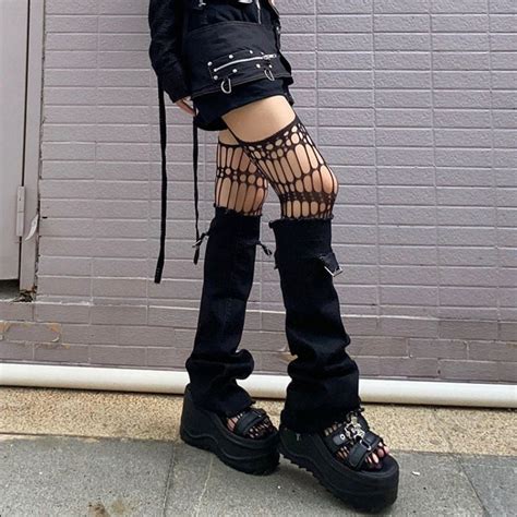 Goth Fishnet Stockings Harajuku Hollow Out Black Gothic Stockings Pantyhose