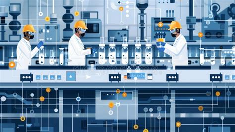 Ai Integration Workflow In A Modern Laboratory Stock Illustration Illustration Of