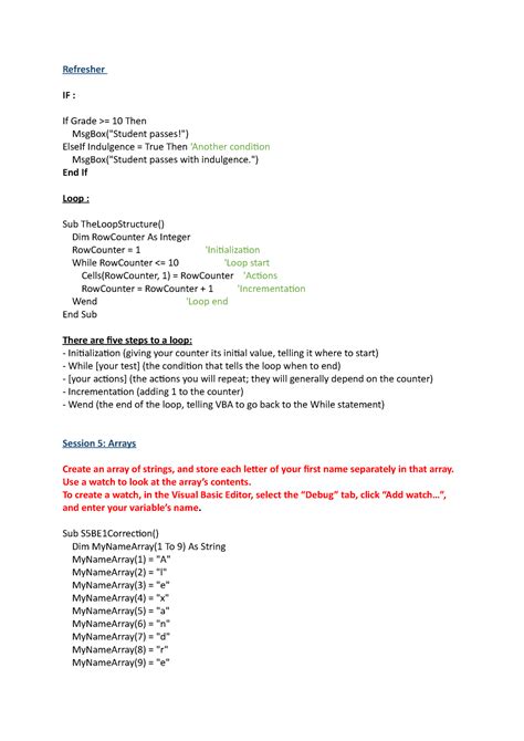All Exos Vba Tous Les Exercices De Vba Niveau Intermédiaire Refresher If If Grade 10