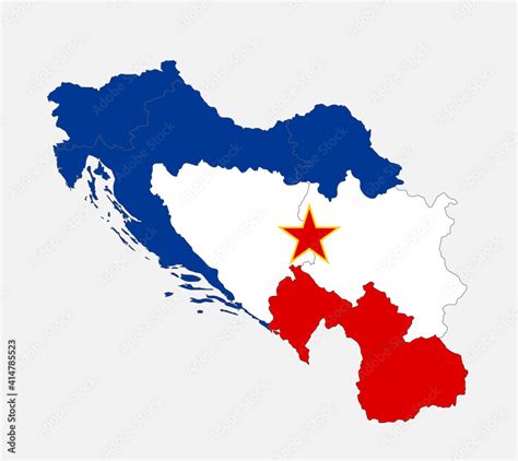 Map Of The Yugoslavia In The Colors Of The Flag With Administrative